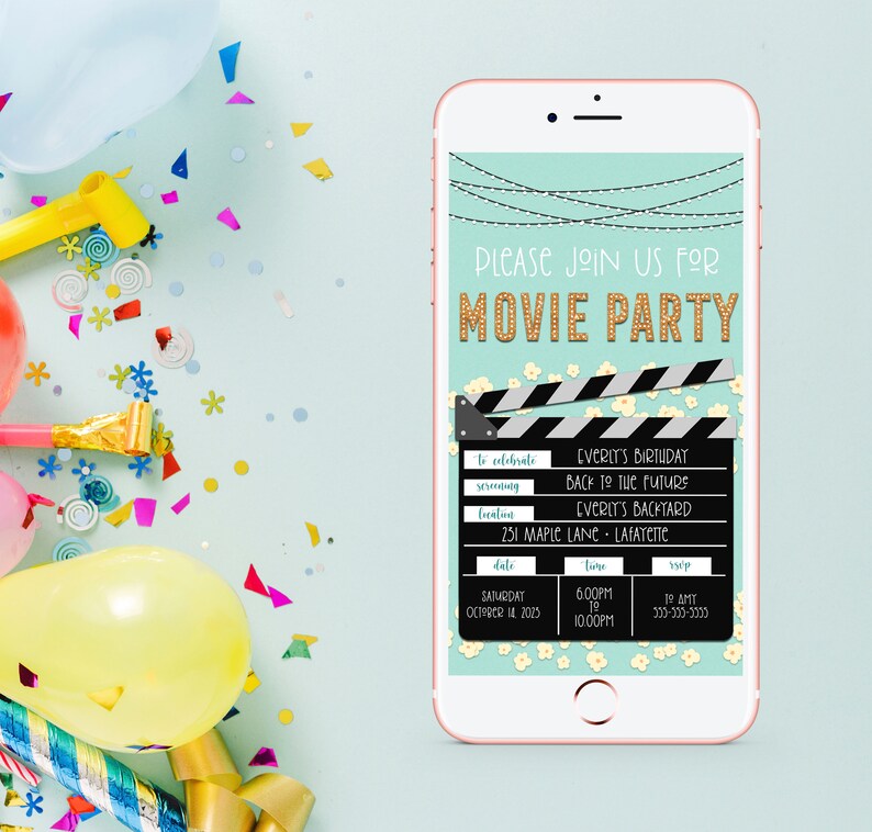 Text Message Movie Invitation, Movie Party, Movie Birthday, Text ...