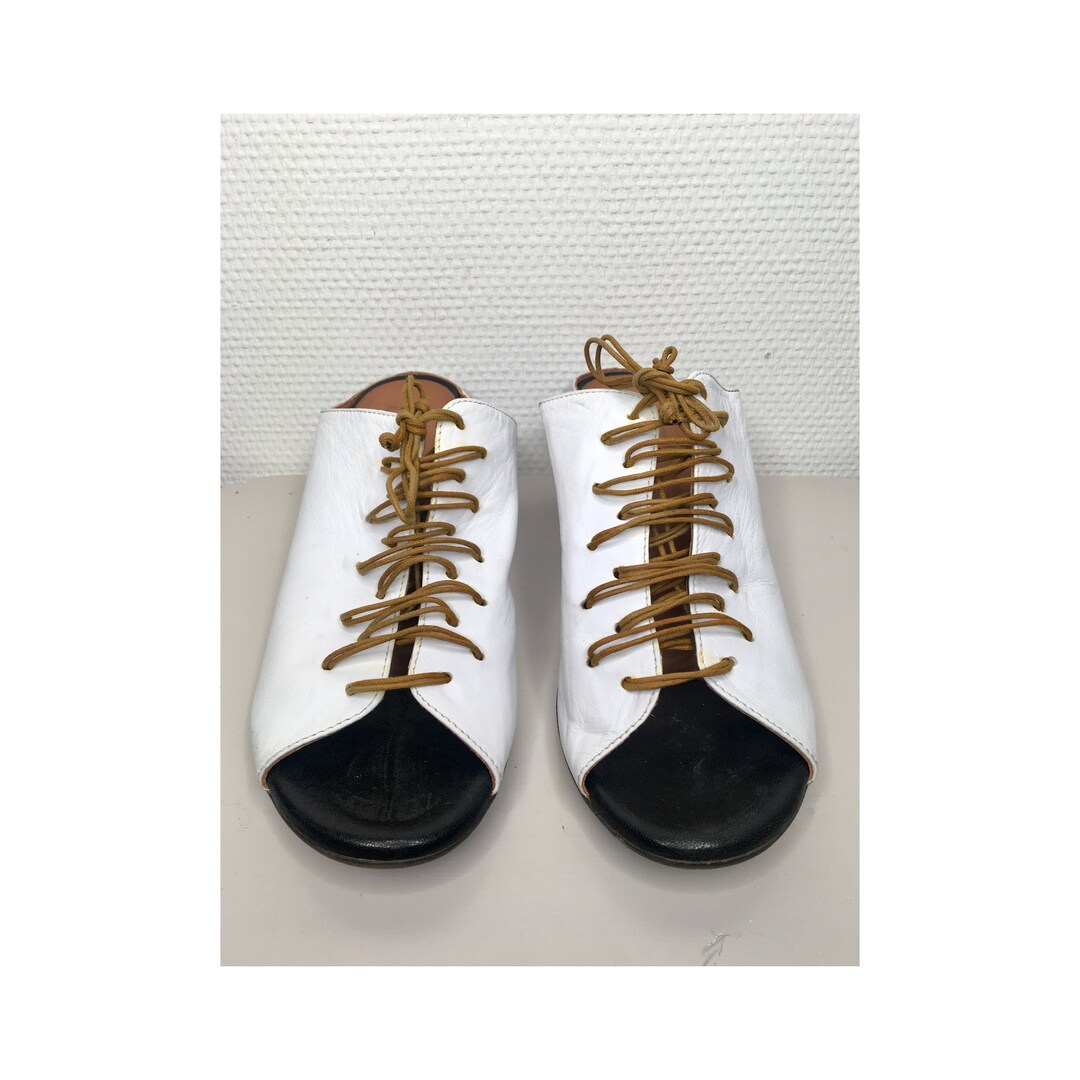 Vintage Clog Mules 1990 White Leather Brand Ivoire - Etsy