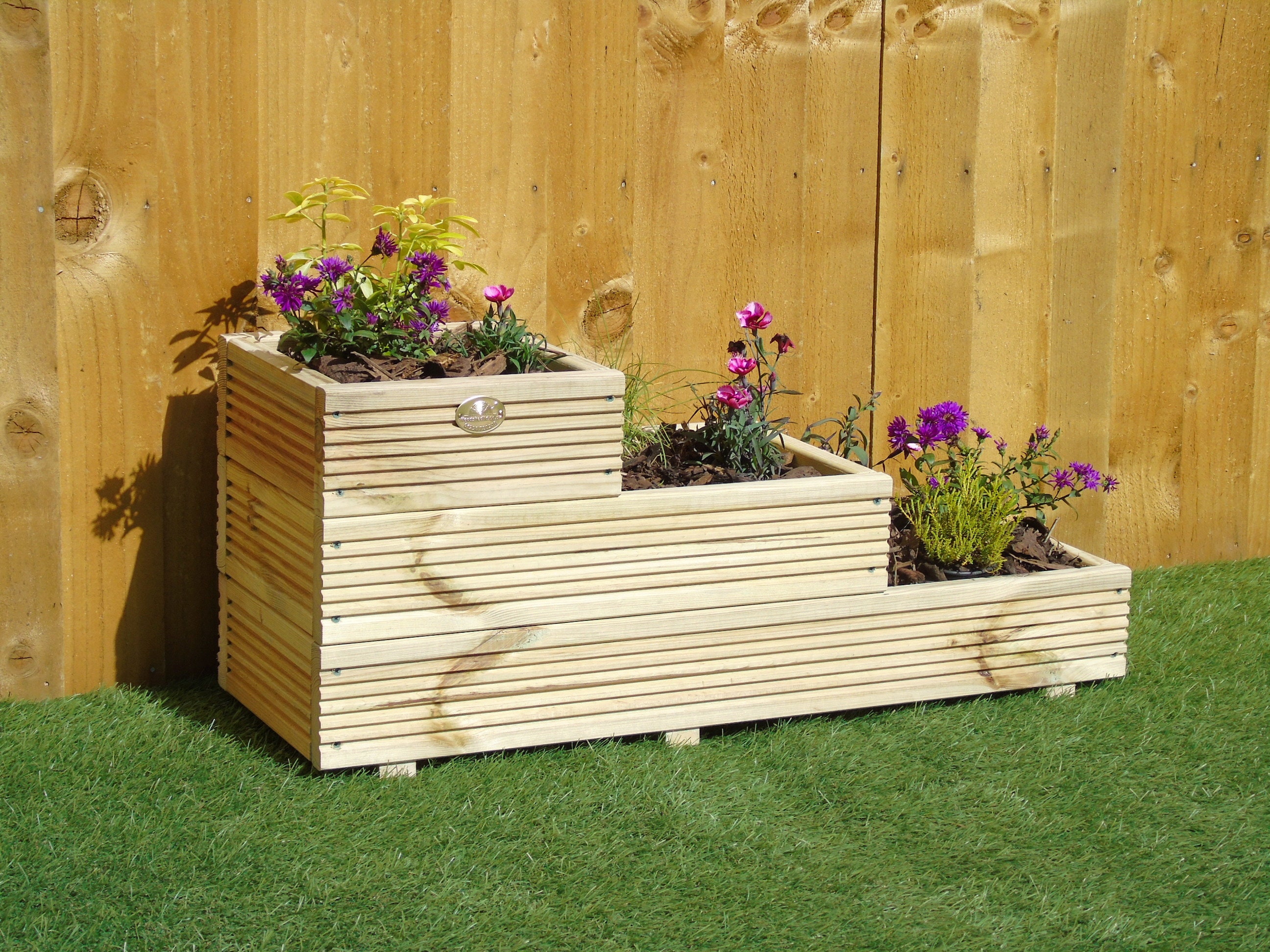 3 Tiered Garden Level Steps Planter Wooden Decking Patio Trough - Etsy UK