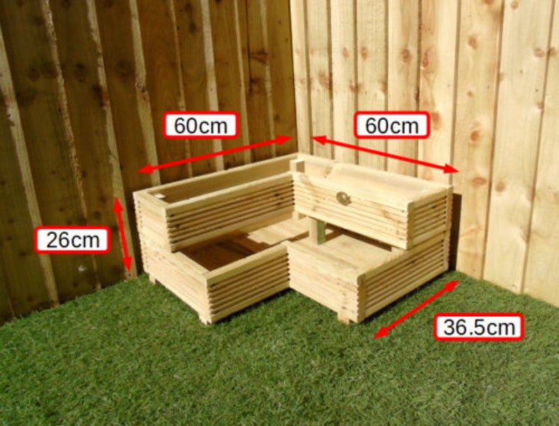 2 Tier Corner Garden Wooden Decking Planter Plant Pot Steps - Etsy