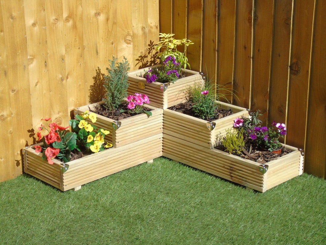 Large 3 Tiered Corner Garden Level Steps Wooden Decking Patio - Etsy