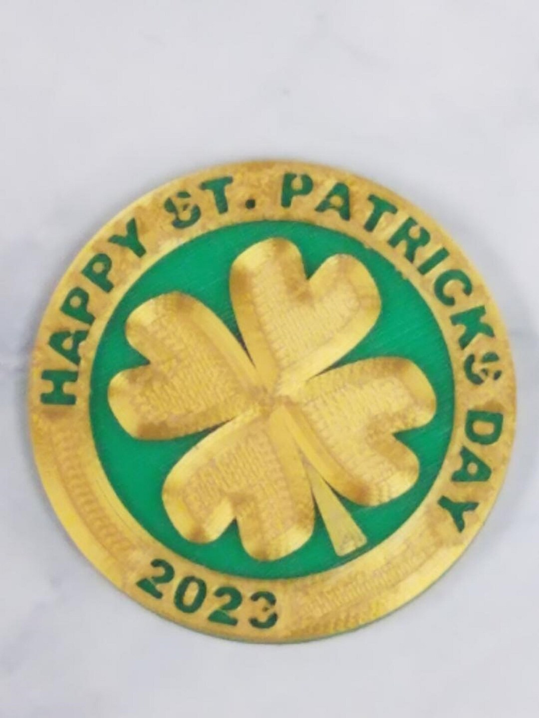 Lucky Leprechaun's Gold Shamrock Challenge Coin With happy St. Patrick ...