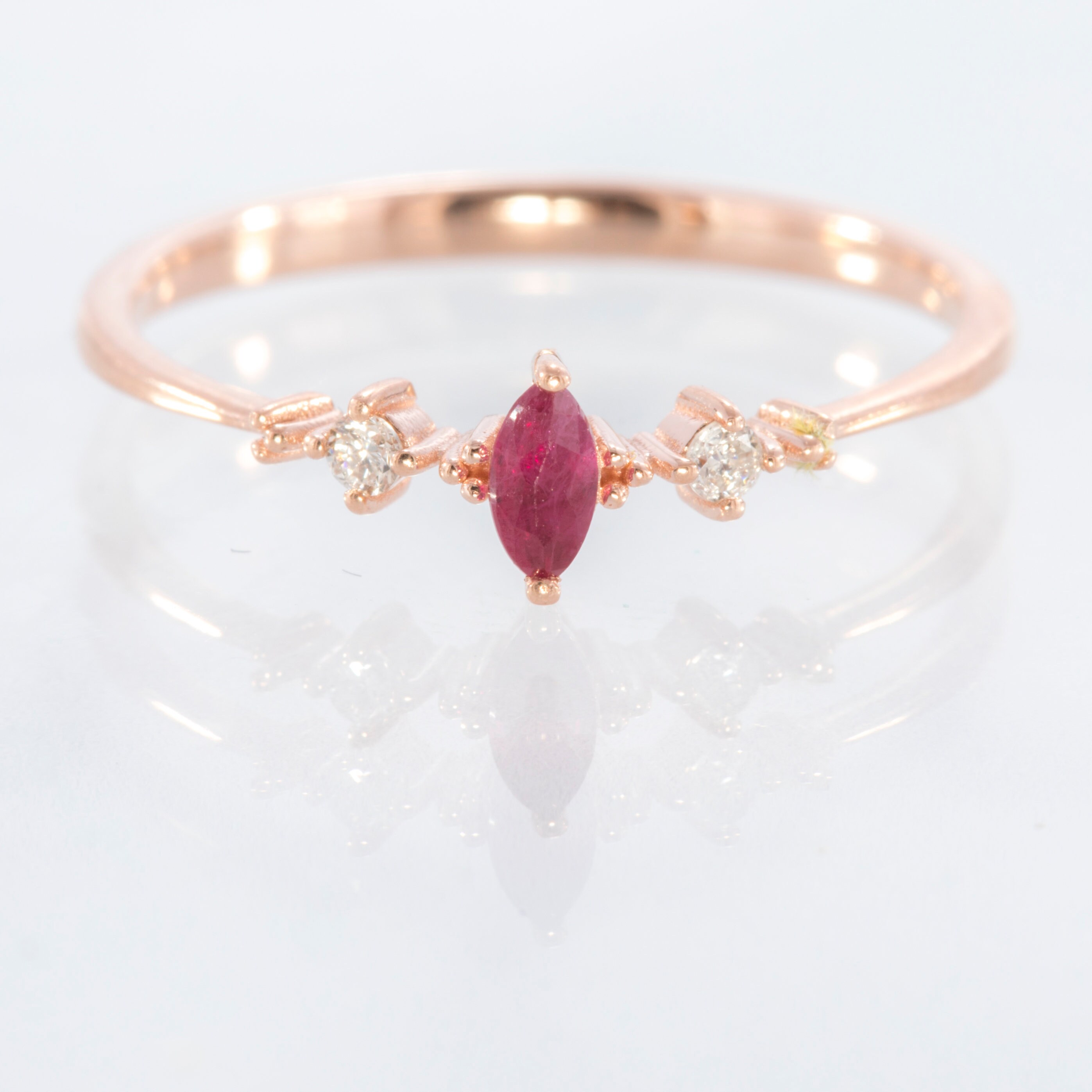 Rose Gold Ruby Ring Diamond Engagement Ring Ruby and Diamond - Etsy
