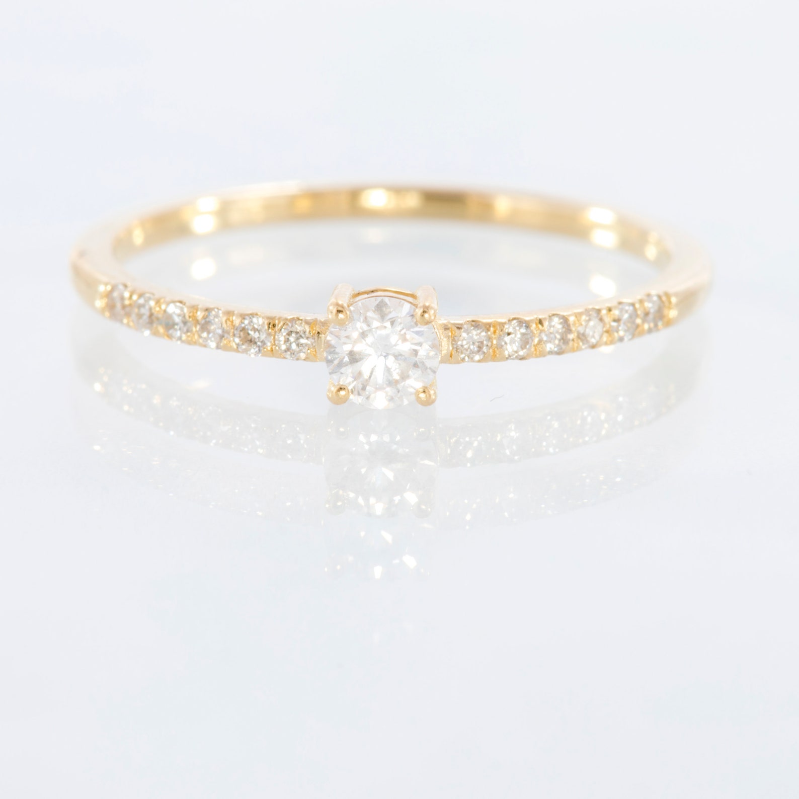 Dainty Engagement Ring Diamond Diamond Wedding Ring 14k - Etsy