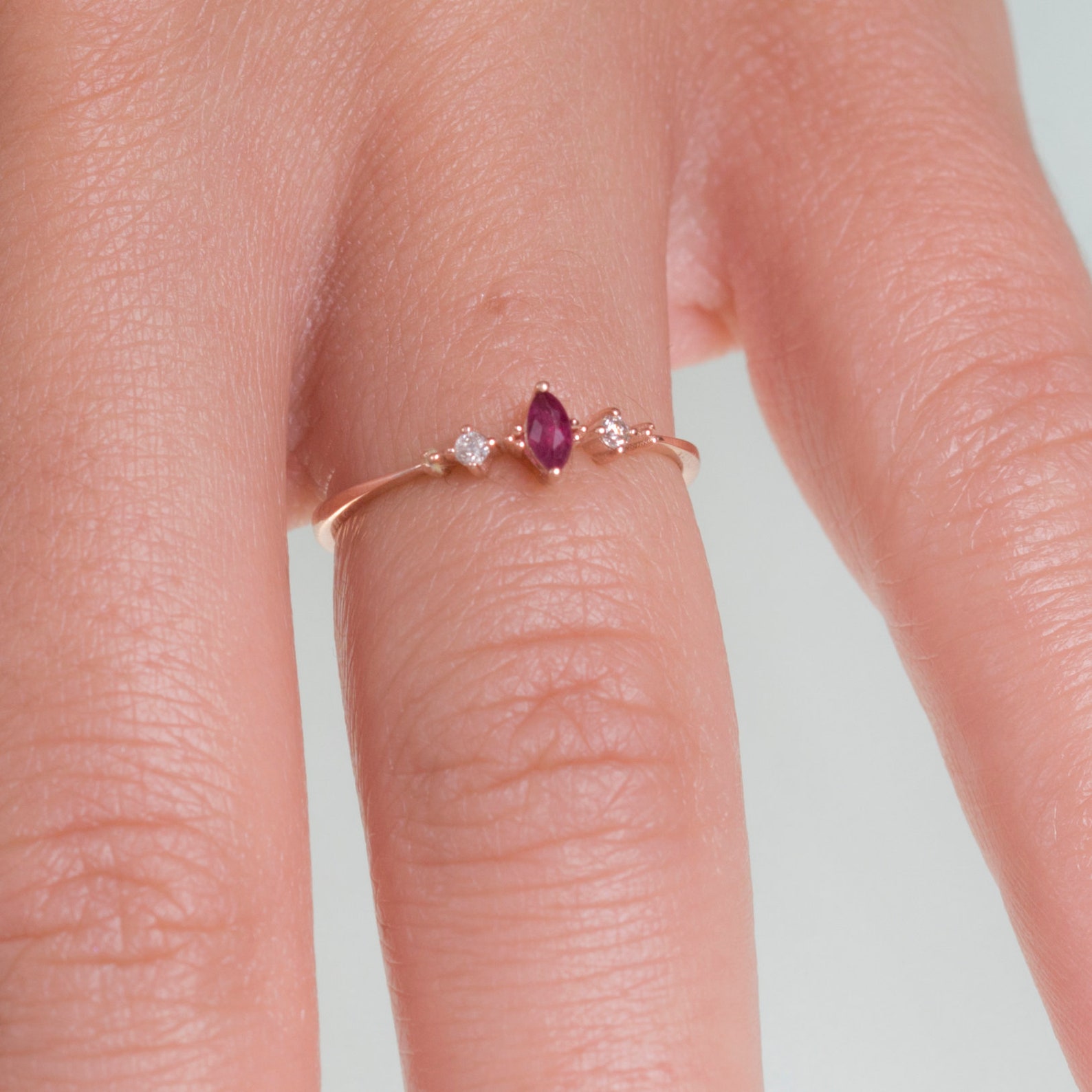Rose Gold Ruby Ring Diamond Engagement Ring Ruby and Diamond - Etsy
