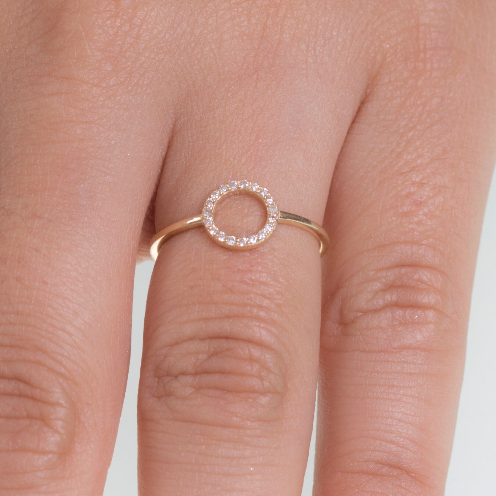 Circle Ring Diamond 14k Yellow Gold Pave Diamond Diamond | Etsy