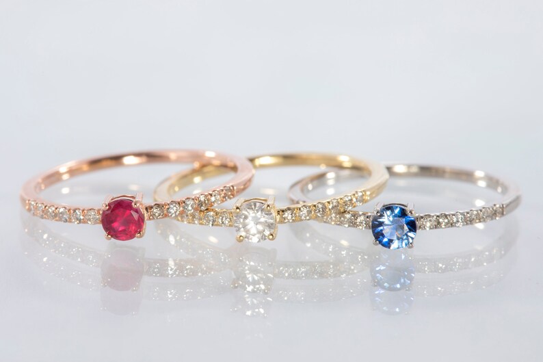 Dainty Engagement Ring Diamond Diamond Wedding Ring 14k - Etsy