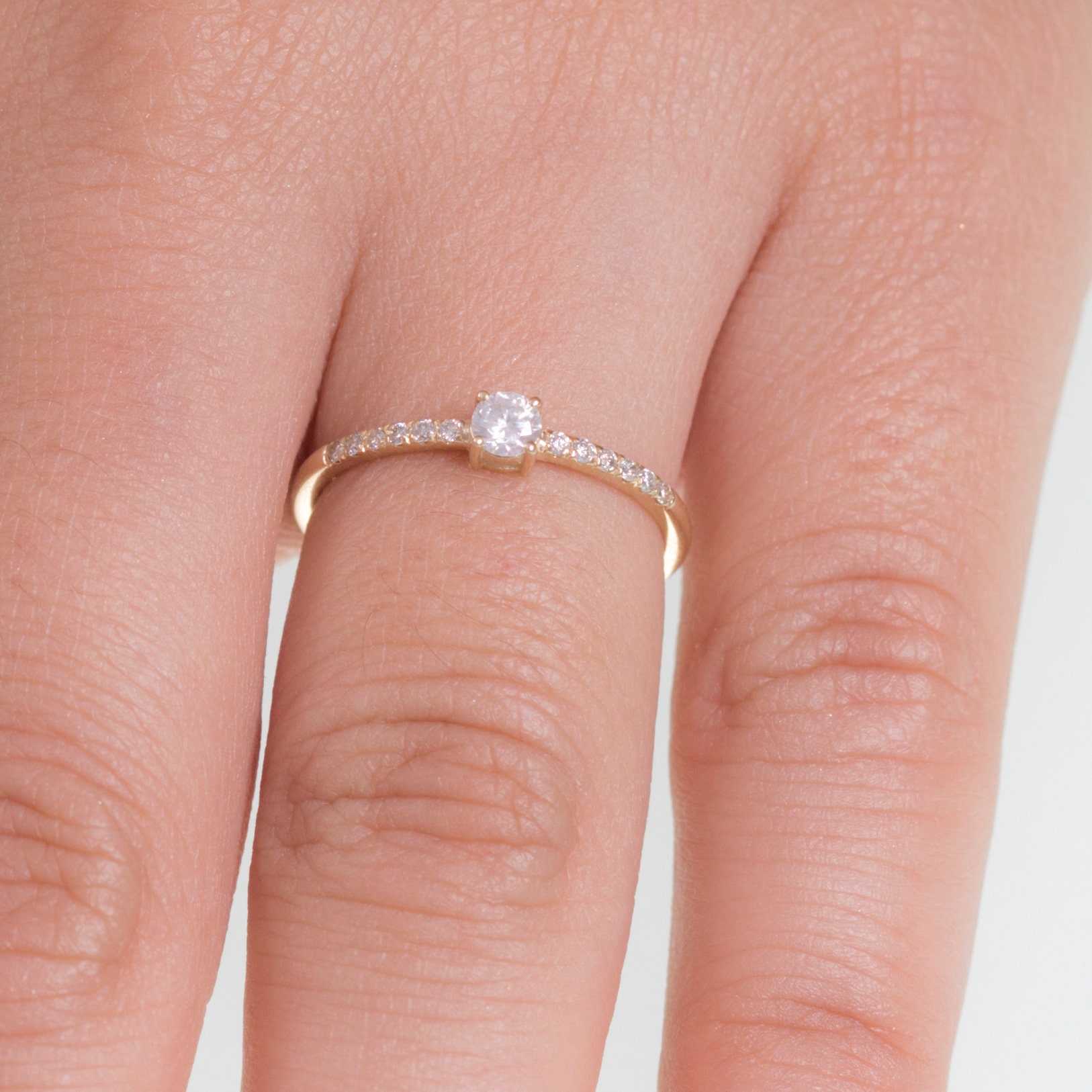 Dainty Engagement Ring Diamond Diamond Wedding Ring 14k - Etsy
