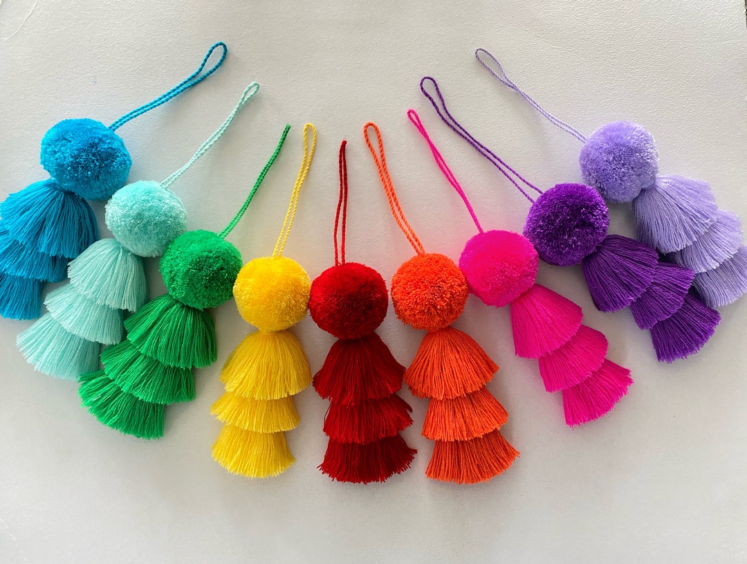Pom Pom Tassel for Handbags, Mexico Pom Tassel Bag Charm, Tassel Pom ...