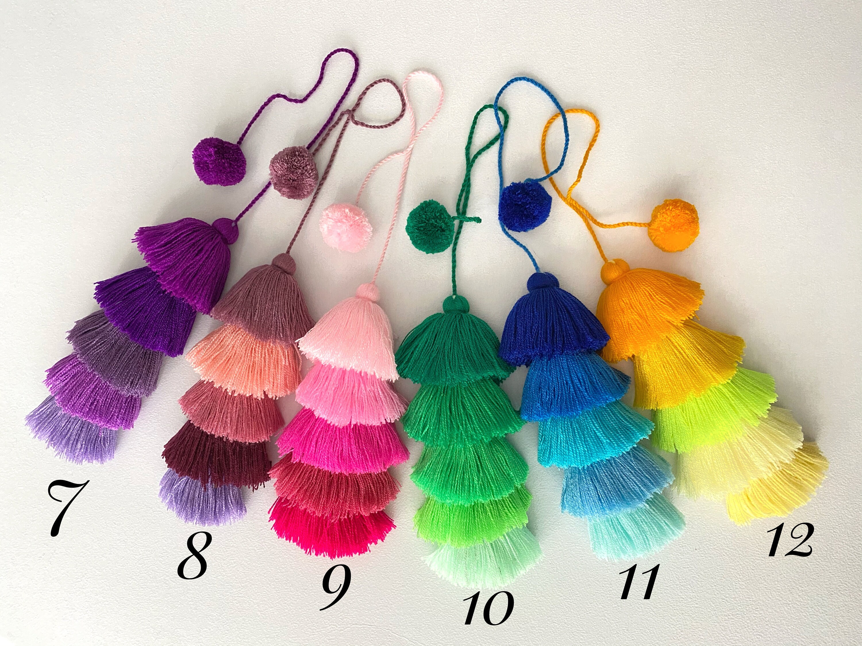 Mexico pom pom tassel pompom bag charm tiered tassel bag | Etsy