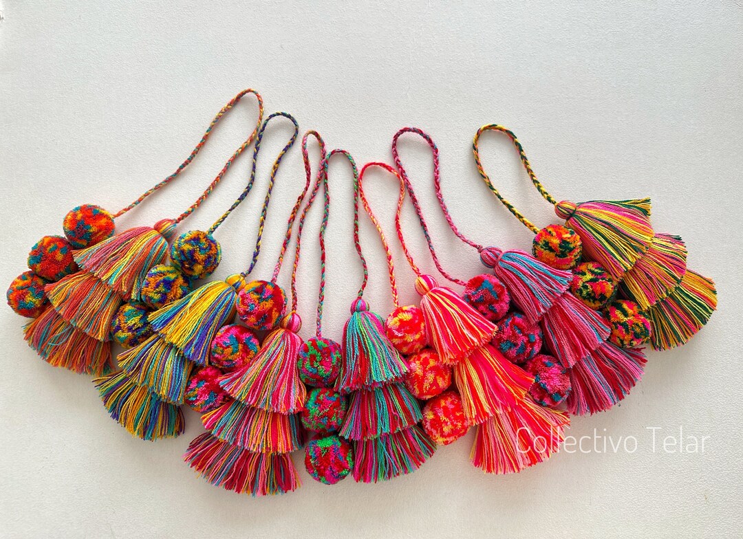 Pom Pom Tassel, Multicolored Boho Bag Tassel, Tassel Keychain, Gifts ...