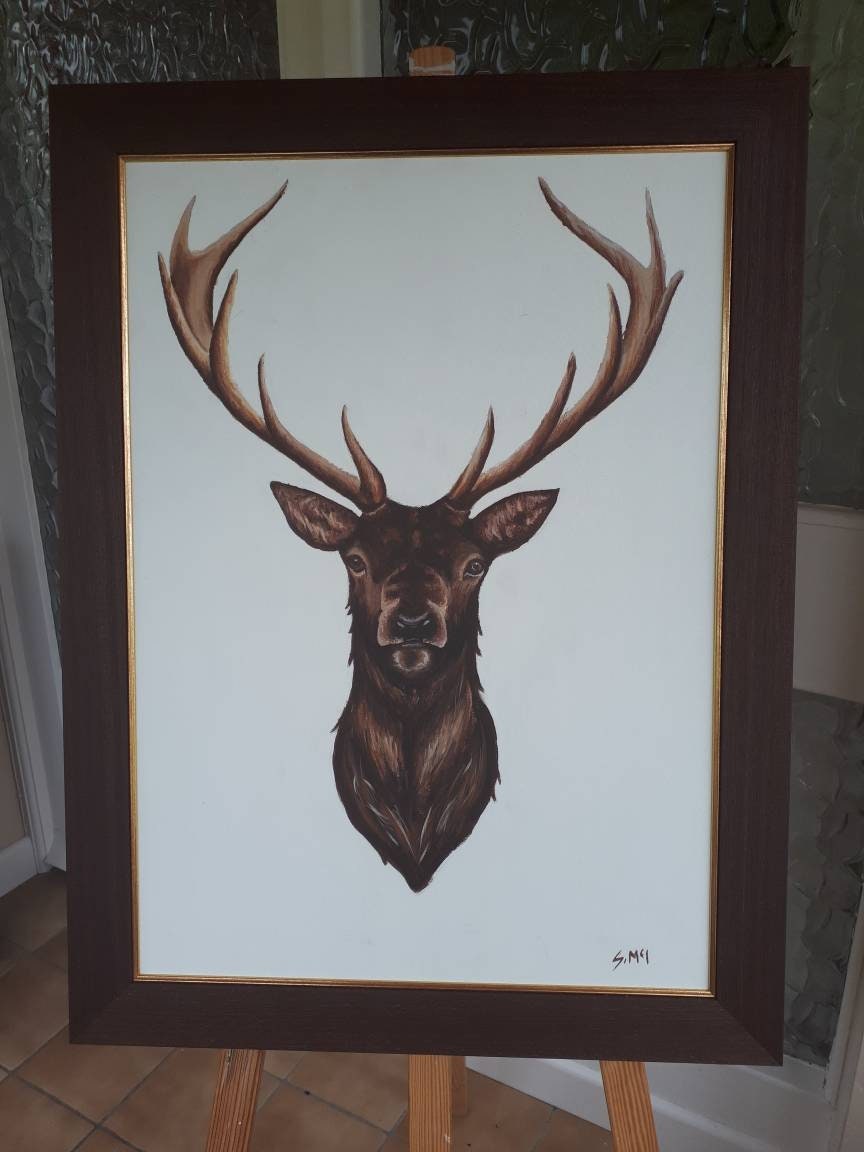 Buy Acrylic Stag Painting. Original. Country. Stag Art. Wild Stag ...