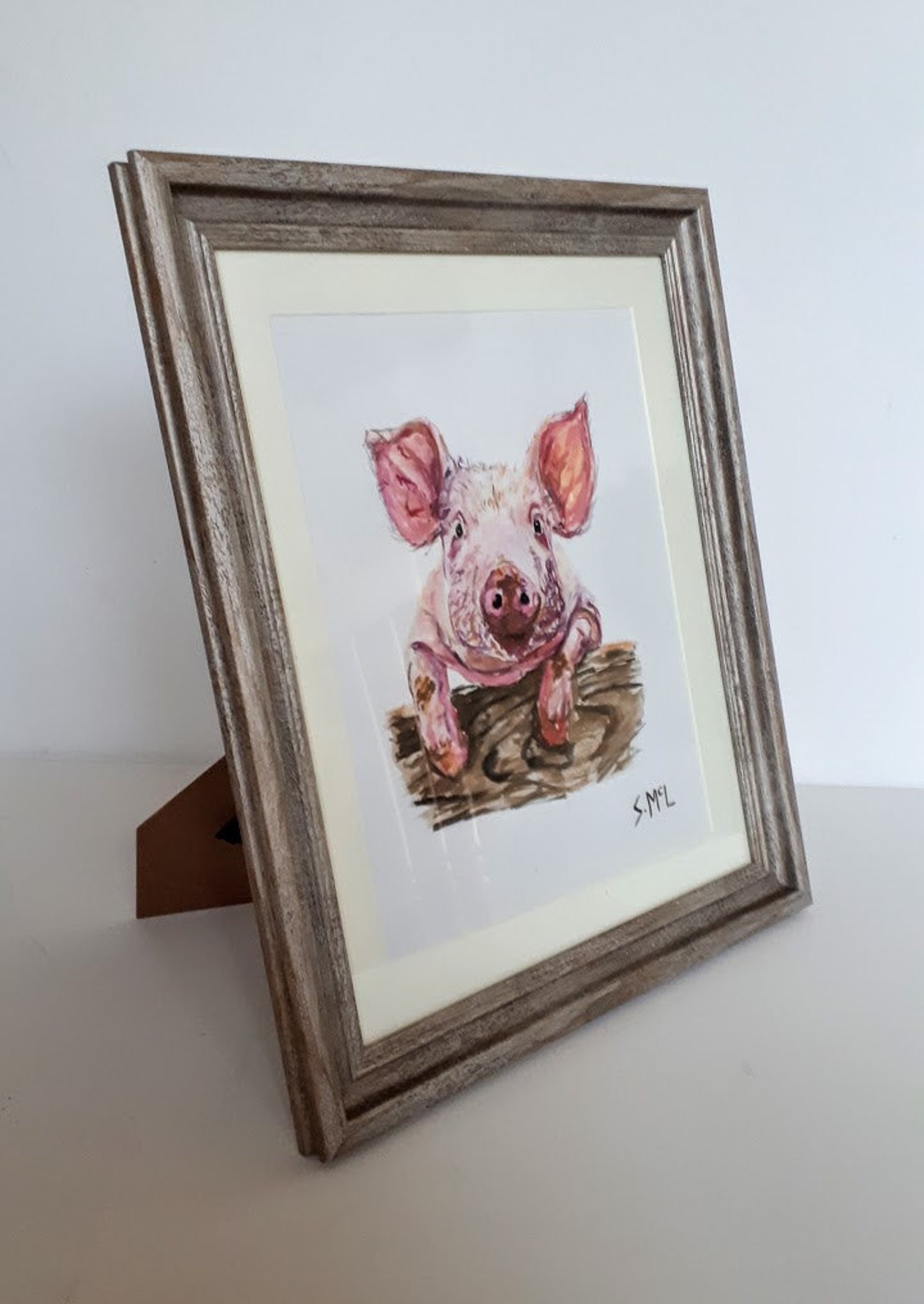 Watercolour pig painting. Signed pig print. Farm animal print. | Etsy