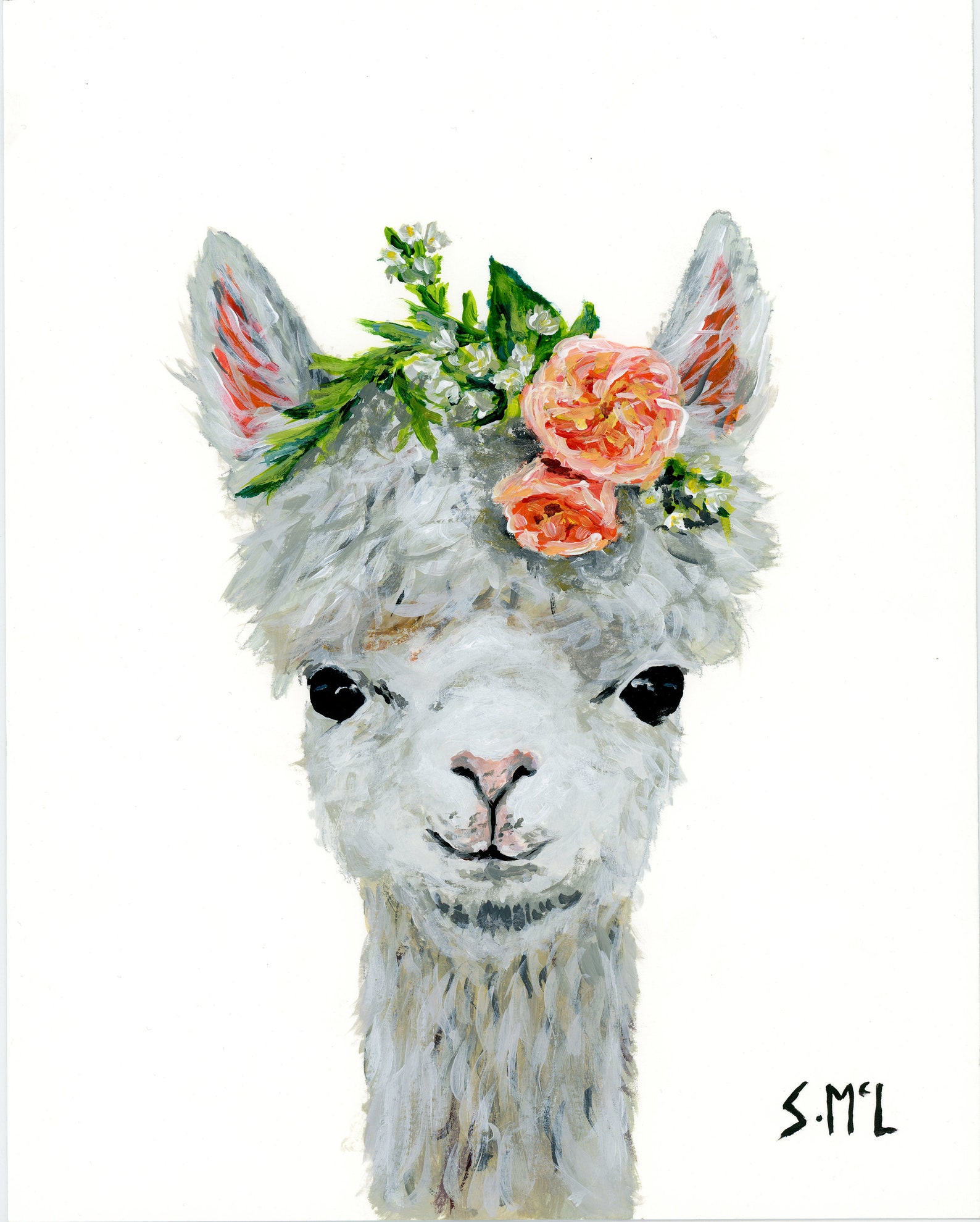 Floral Llama Painting. Llama Print. Signed Print. Nursery - Etsy