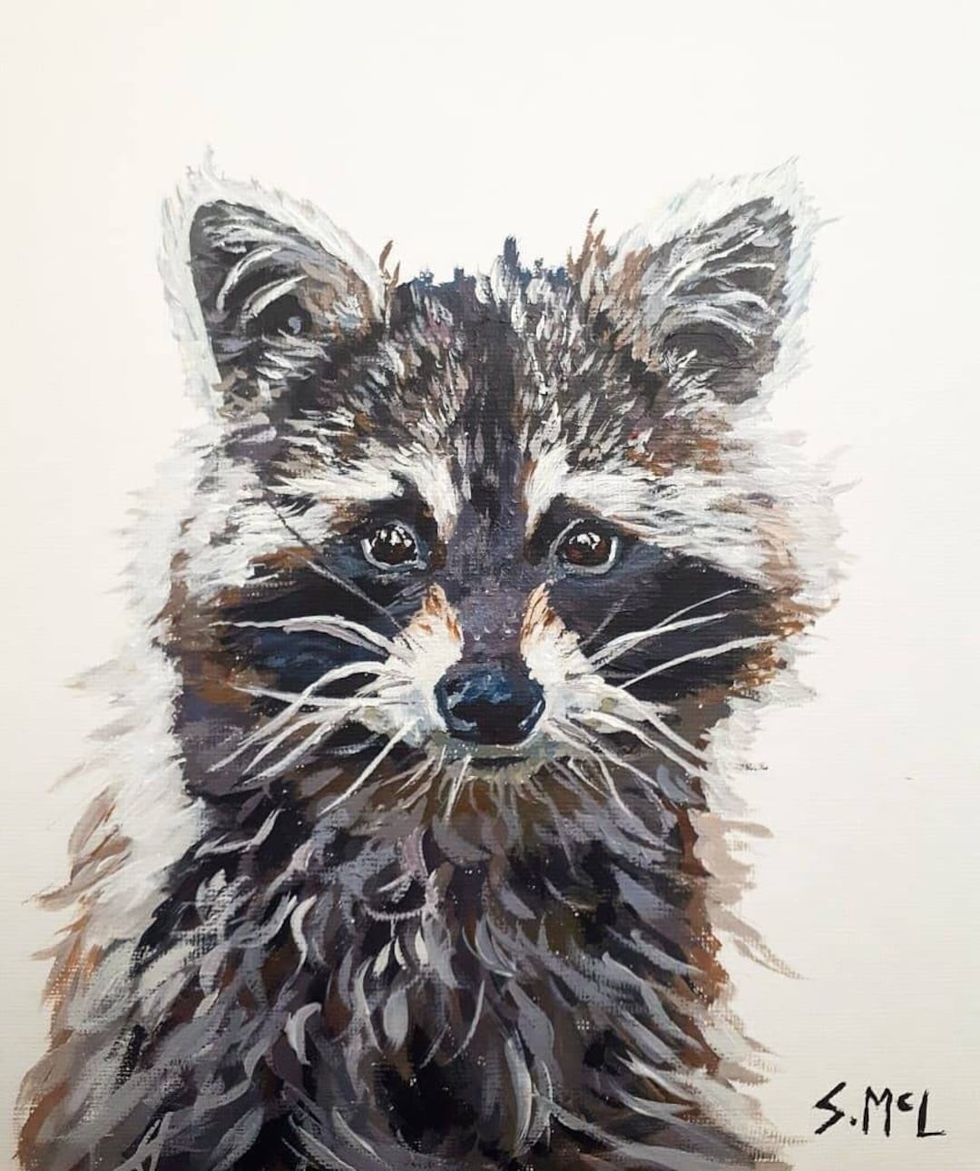 Acrylic Raccoon Painting. Print. Raccoon Picture. Raccoon Decor. Framed ...