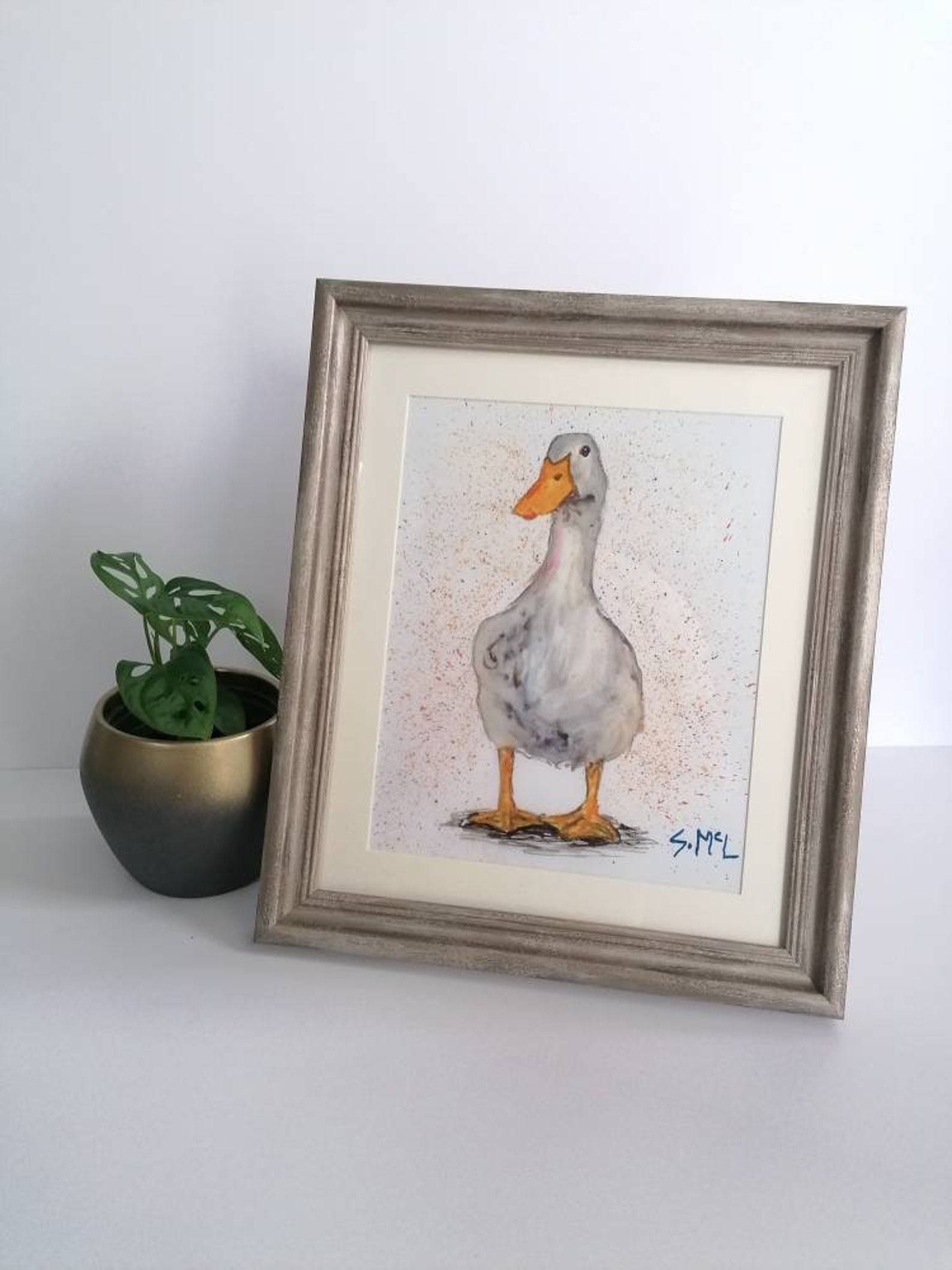 Watercolour Duck Painting. Duck Frame. Duck Print. Framed. Mounted ...