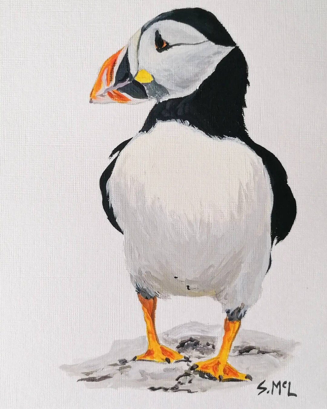 Puffin Bird Painting. Acrylic. Puffin Art. Puffin Print. Signed. Framed ...