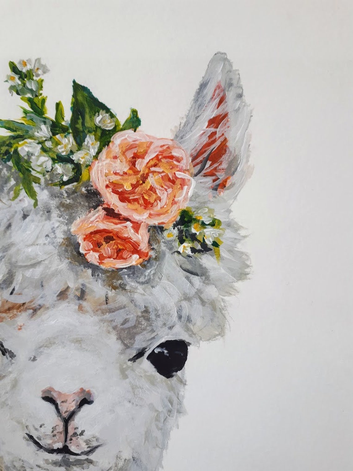 Floral Llama Painting. Llama Print. Signed Print. Nursery - Etsy