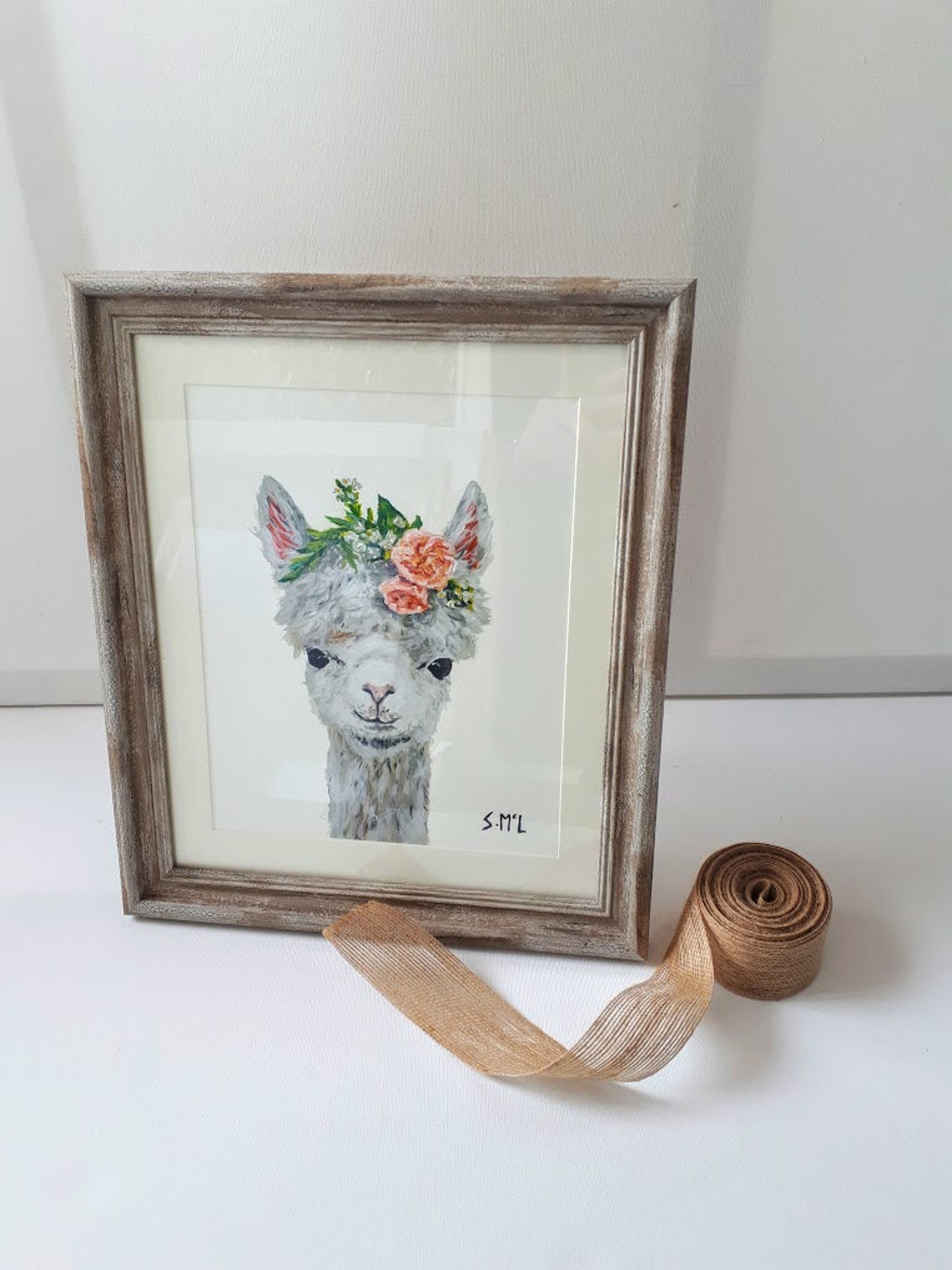 Floral Llama Painting. Llama Print. Signed Print. Nursery - Etsy