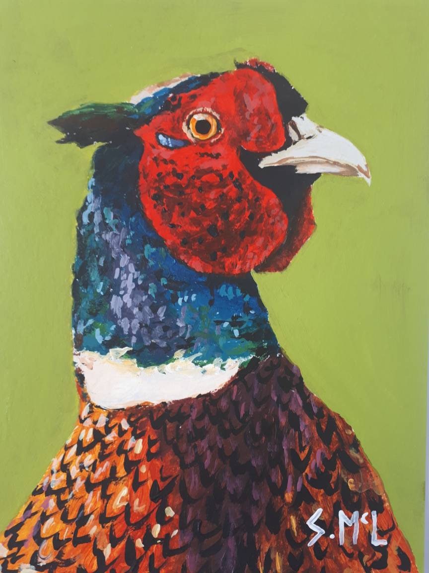 Acrylic Pheasant Painting. Country Pheasant. Vibrant. Pheasant Art ...