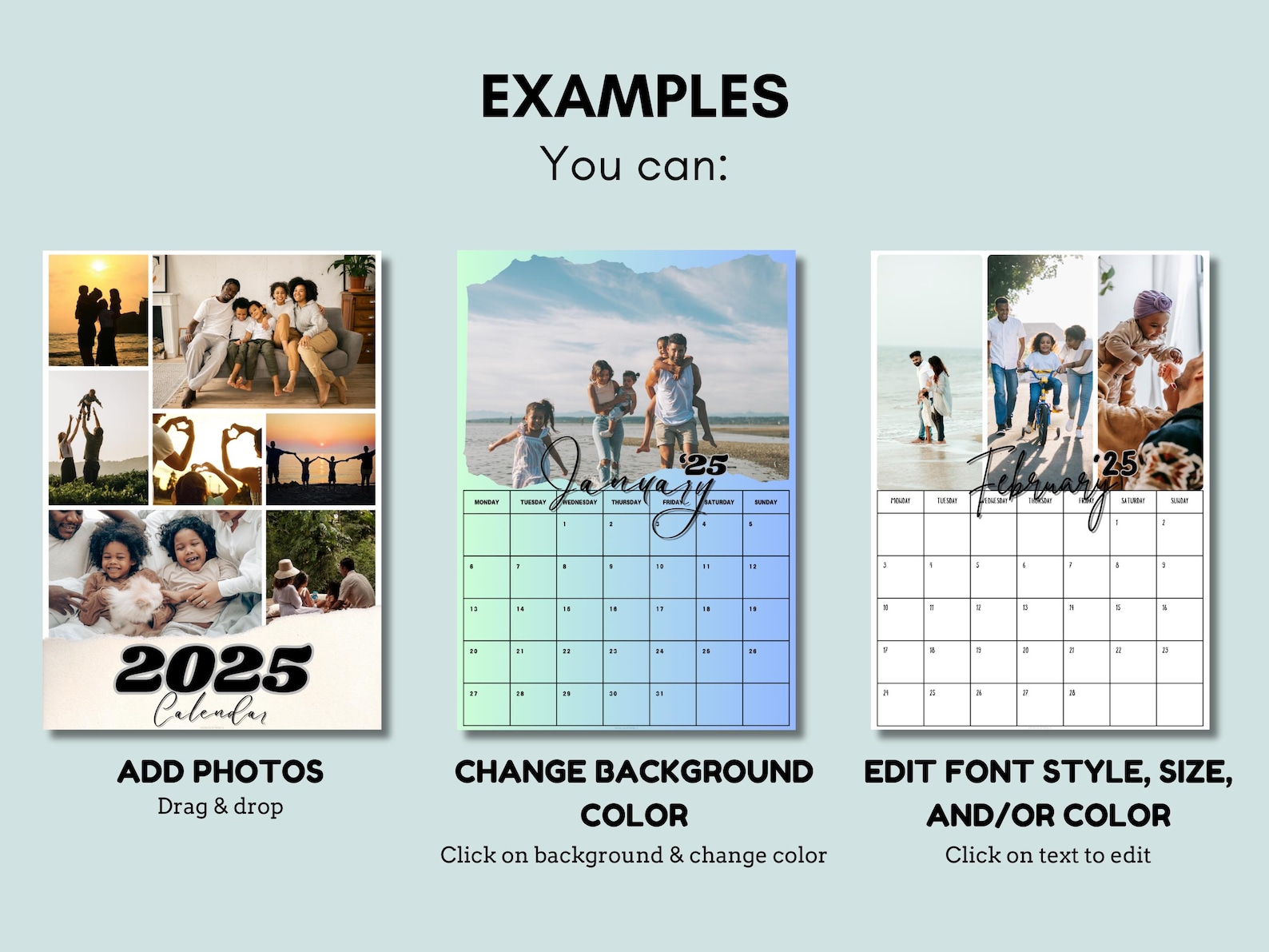 2025 Editable Photo Calendar Template | Fully Editable, Printable ...