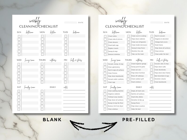 Editable Weekly Cleaning Checklist Template | Weekly Cleaning Schedule ...