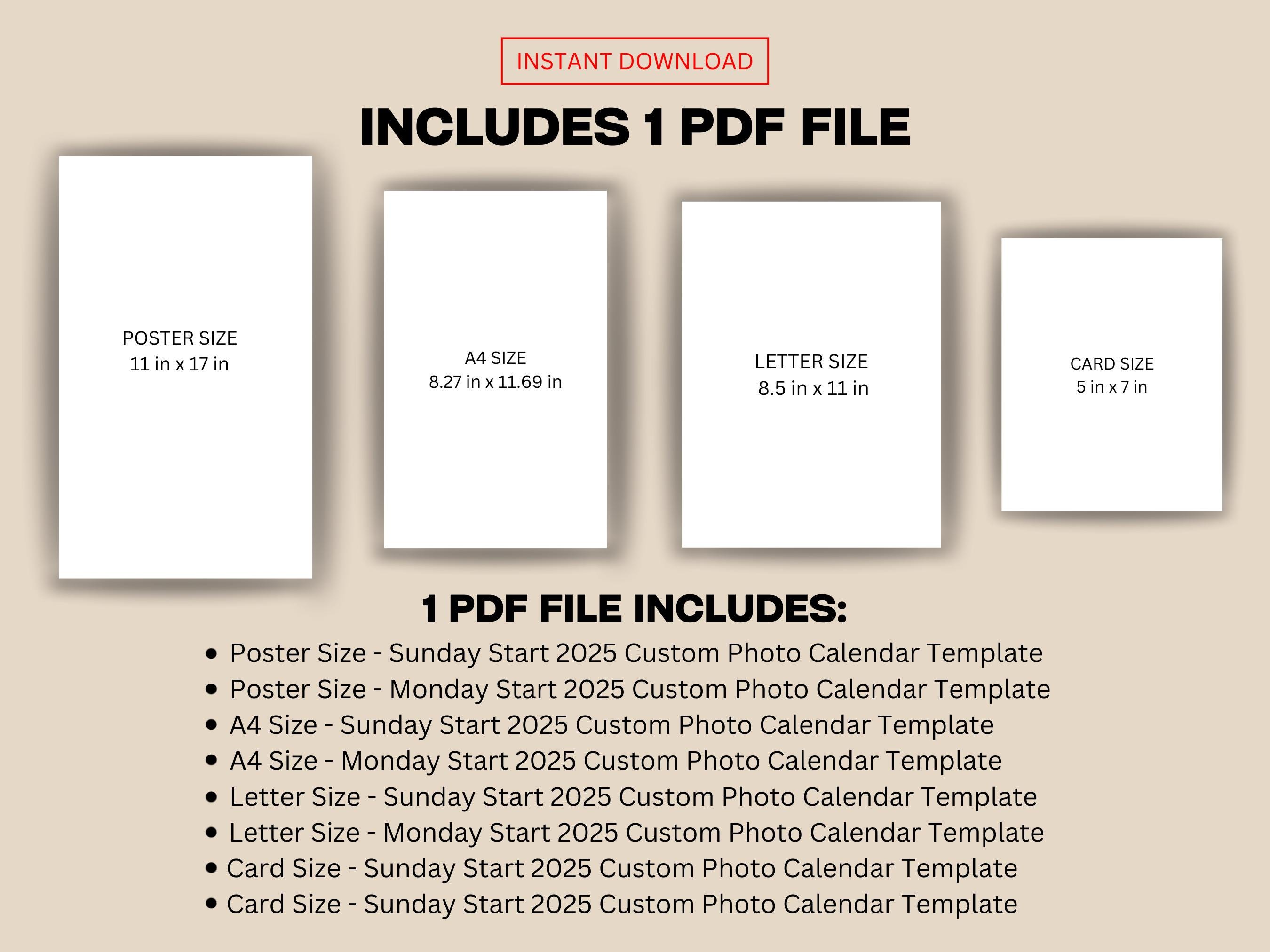 2025 Custom Year at a Glance Photo Calendar Template | Personalized ...