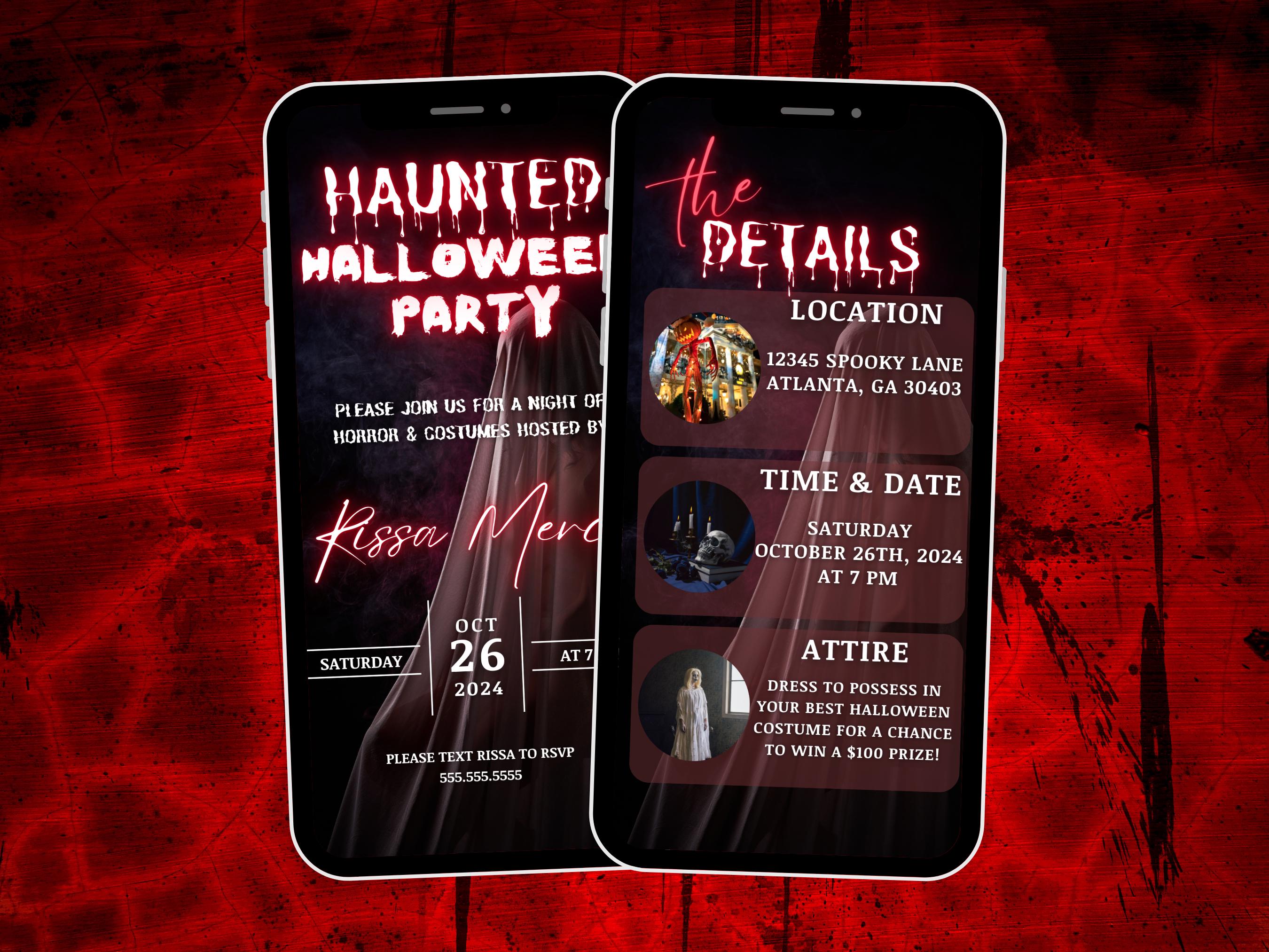 Haunted Halloween Party Digital Animated Invitation Template | Horror ...