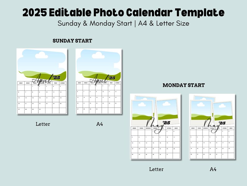 2025 Editable Photo Calendar Template | Fully Editable, Printable ...