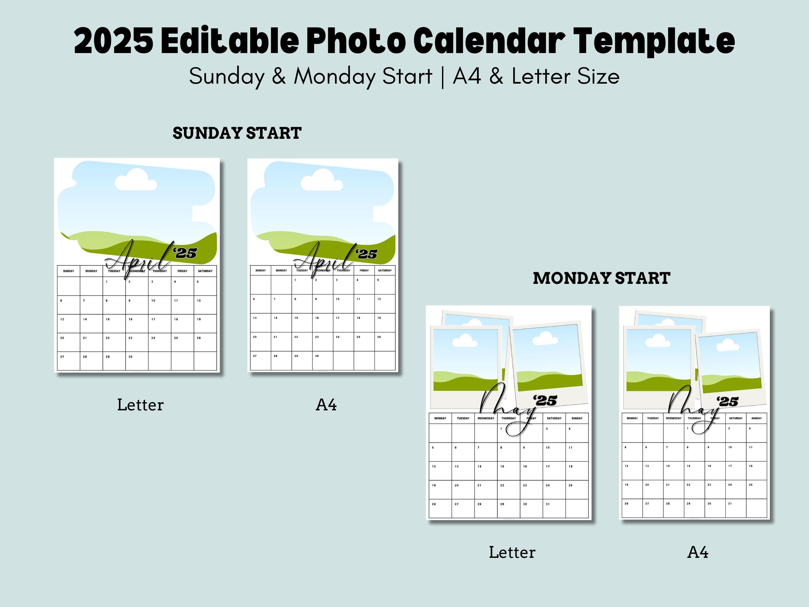 2025 Editable Photo Calendar Template | Fully Editable, Printable ...