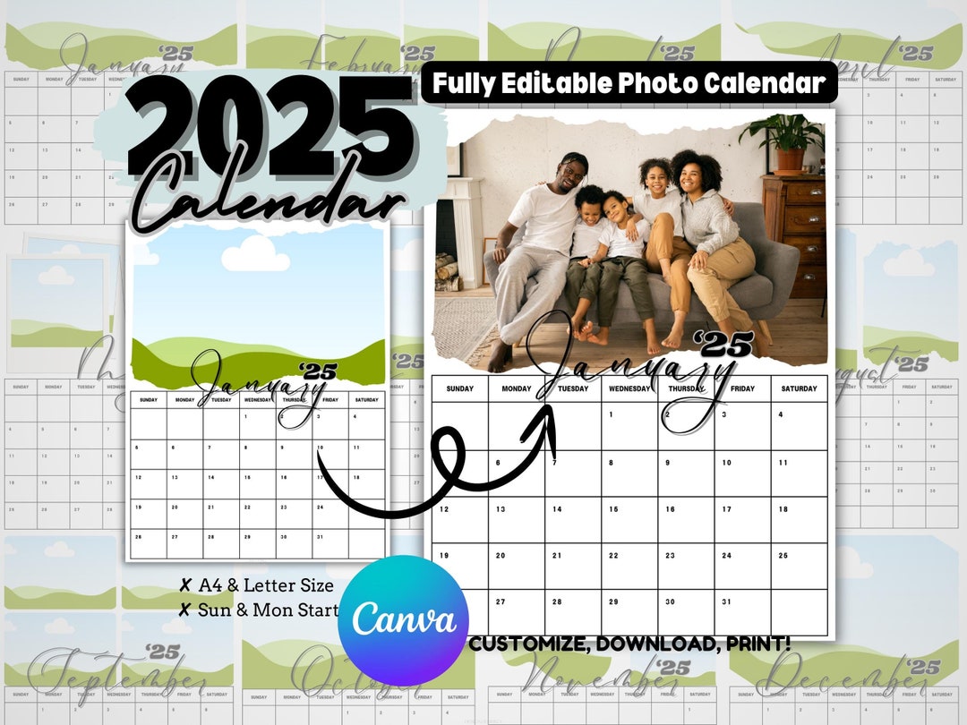 2025 Editable Photo Calendar Template | Fully Editable, Printable ...