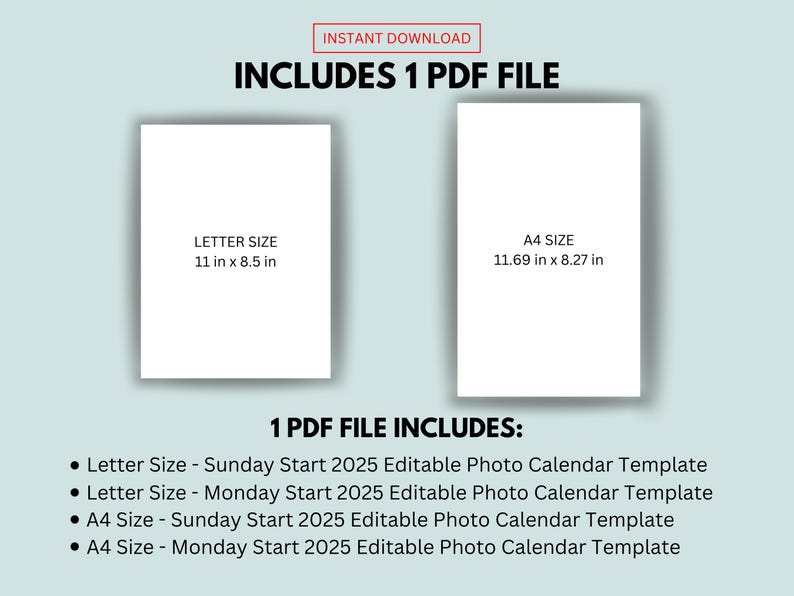 2025 Editable Photo Calendar Template | Fully Editable, Printable ...