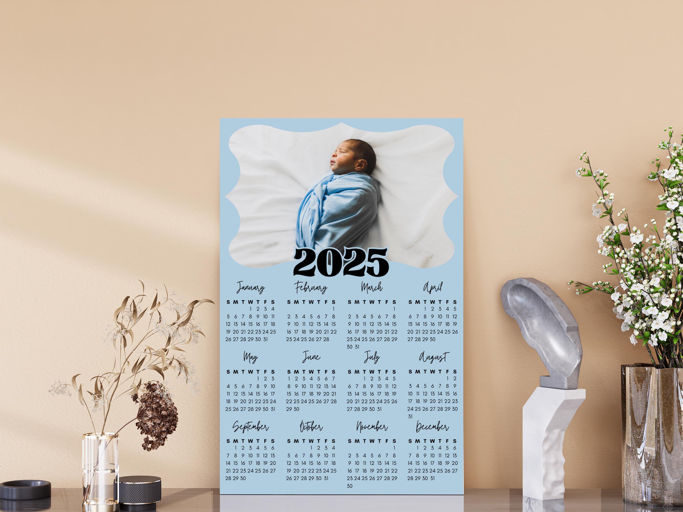 2025 Custom Year at a Glance Photo Calendar Template | Personalized ...