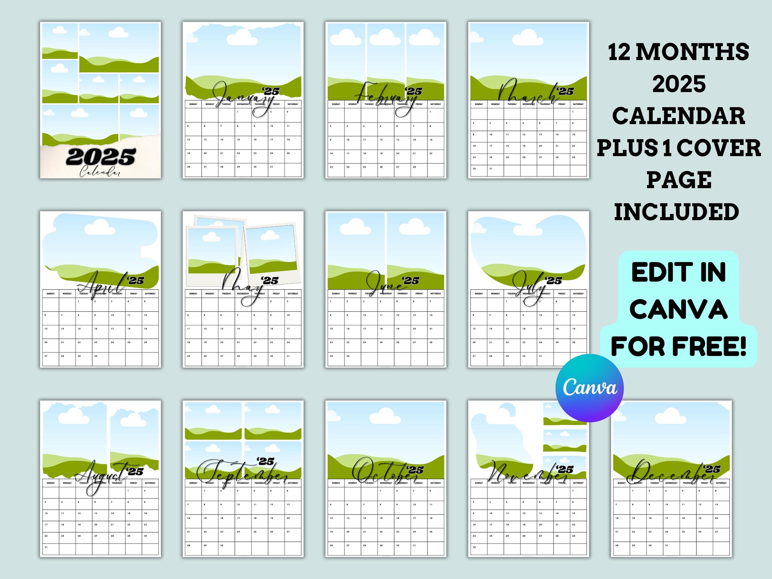 2025 Editable Photo Calendar Template | Fully Editable, Printable ...