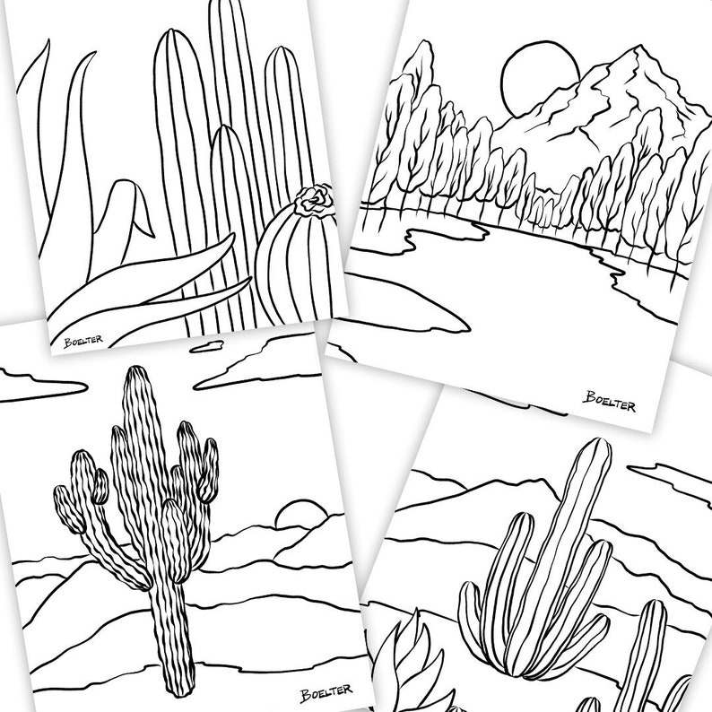 15 Coloring Pages | Plants and Landscapes | Collection No. 01 | Print ...