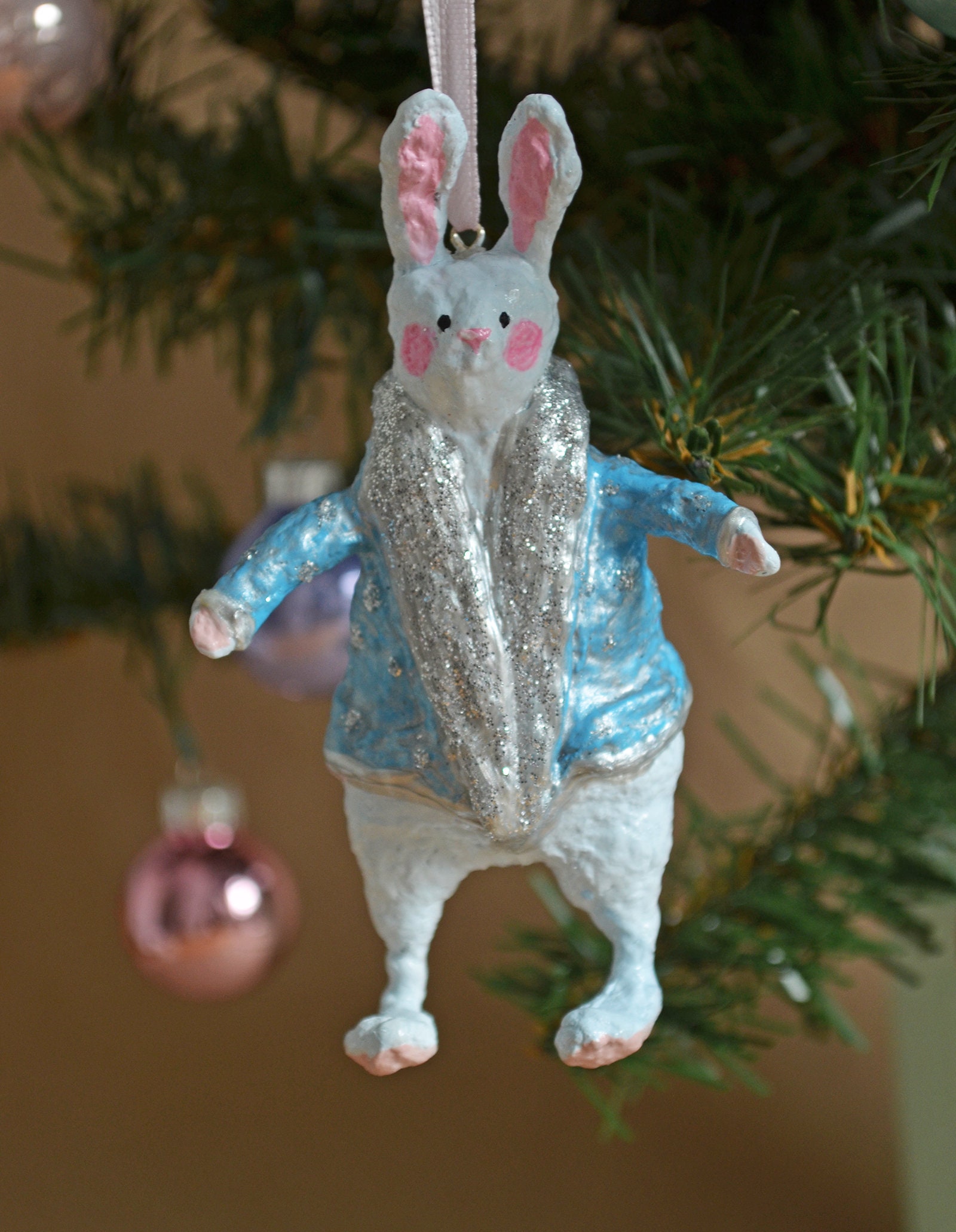 Spun Cotton Rabbit Vintage Inspired Christmas Ornament - Etsy