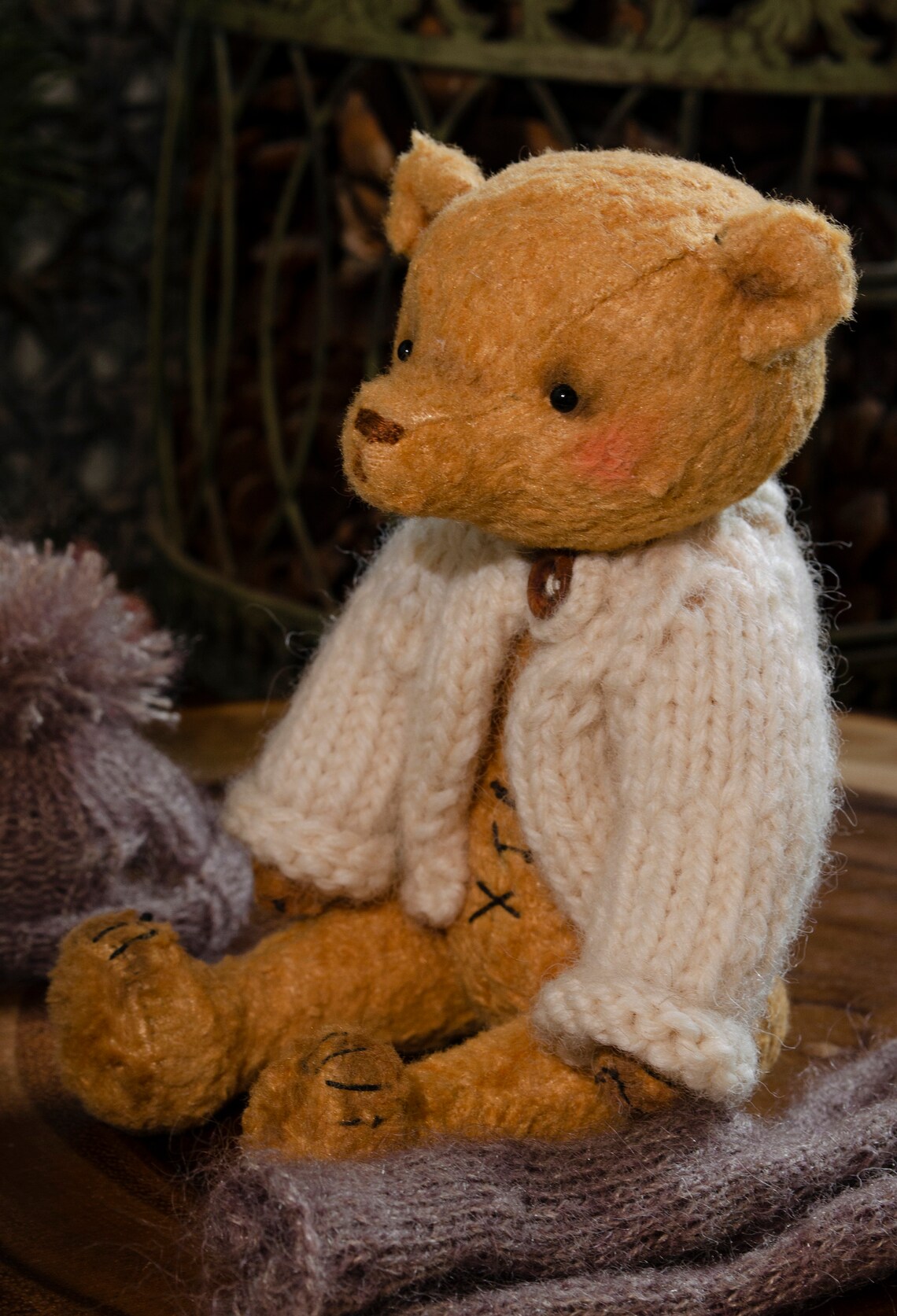 Artist Teddy Bear Cottage Christmas Bear Gift OOAK Artist | Etsy