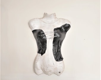 Torso Sculpture L Ceramic Corset Female Bust Handmade Clay Wall Art ...