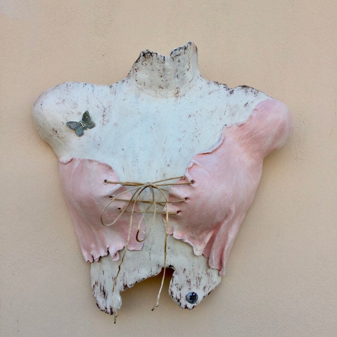 Torso Sculpture L– Ceramic Corset – Female Bust – Handmade Clay Wall ...