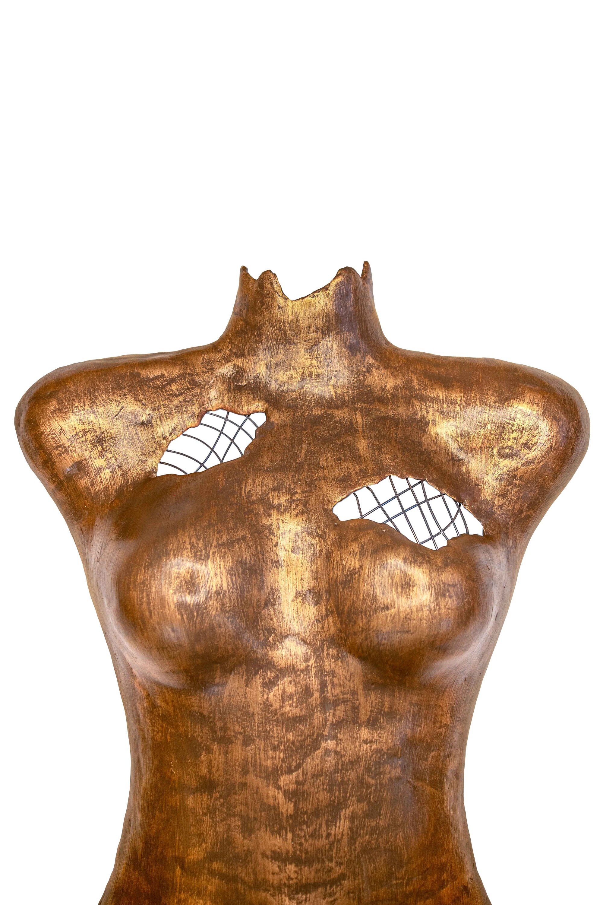 Handmade Metallic Bronze Ceramic Torso Sculpture – Large Female Bust ...