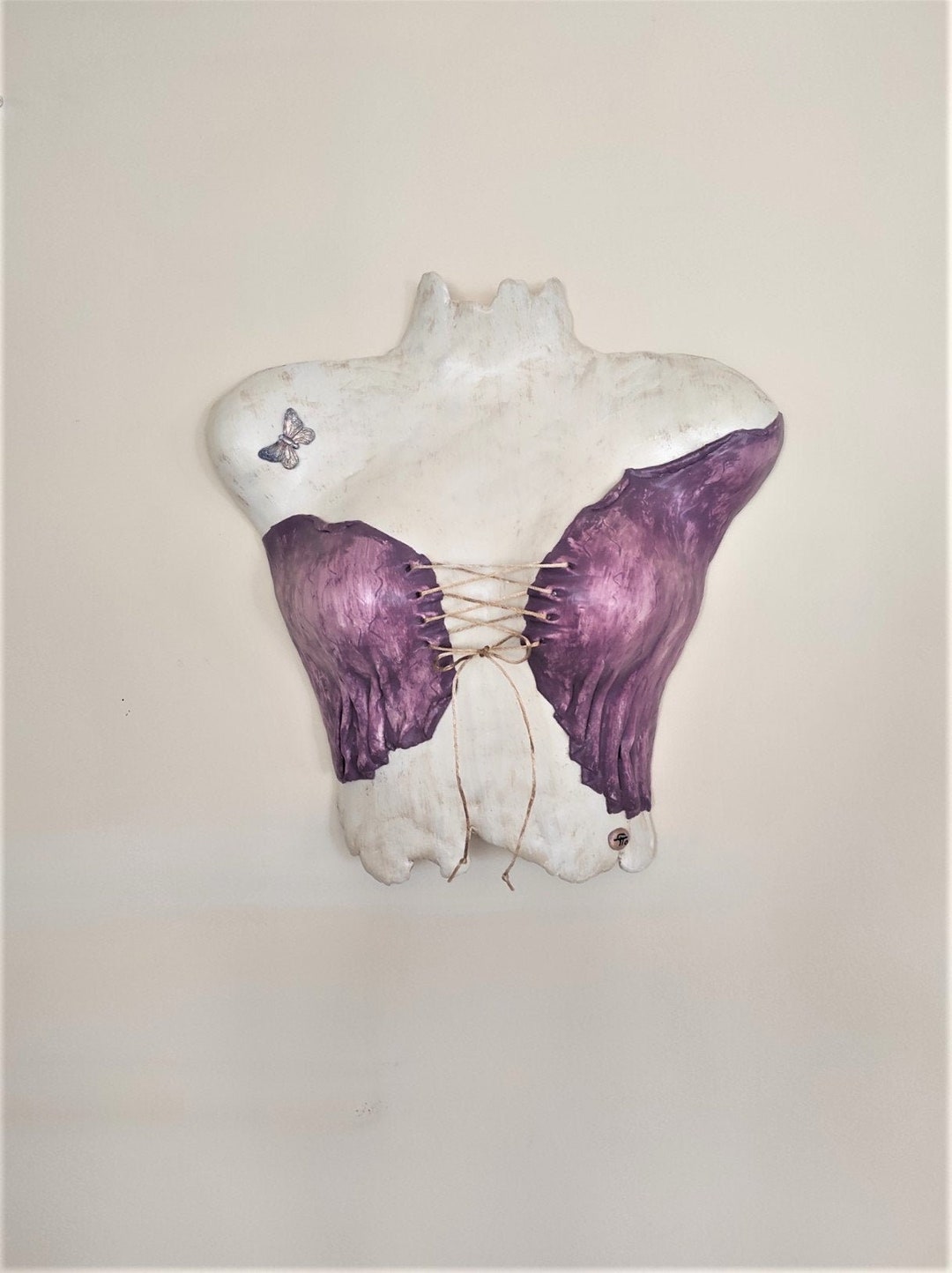 Torso Sculpture L Ceramic Corset Female Bust Handmade Clay Wall Art ...