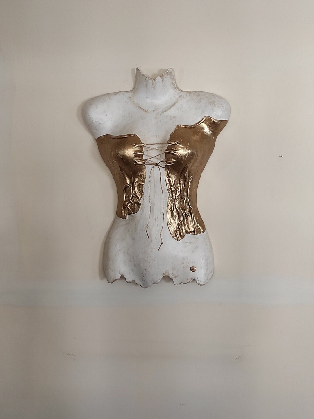 Handmade Ceramic Corset Sculpture – Golden Female Torso, Wall Art - Etsy