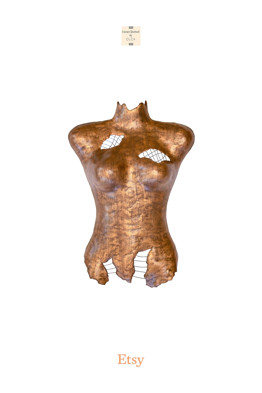 Torso Sculpture L– Ceramic Corset – Female Bust – Handmade Clay Wall ...