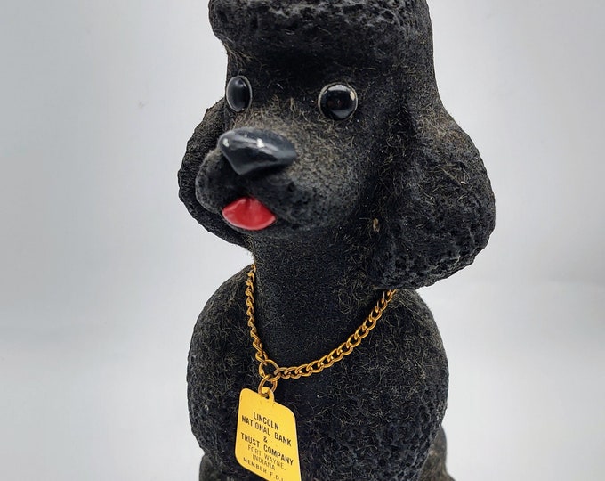 Vintage Flocked Black Poodle Coin Bank Lincoln National Bank ...