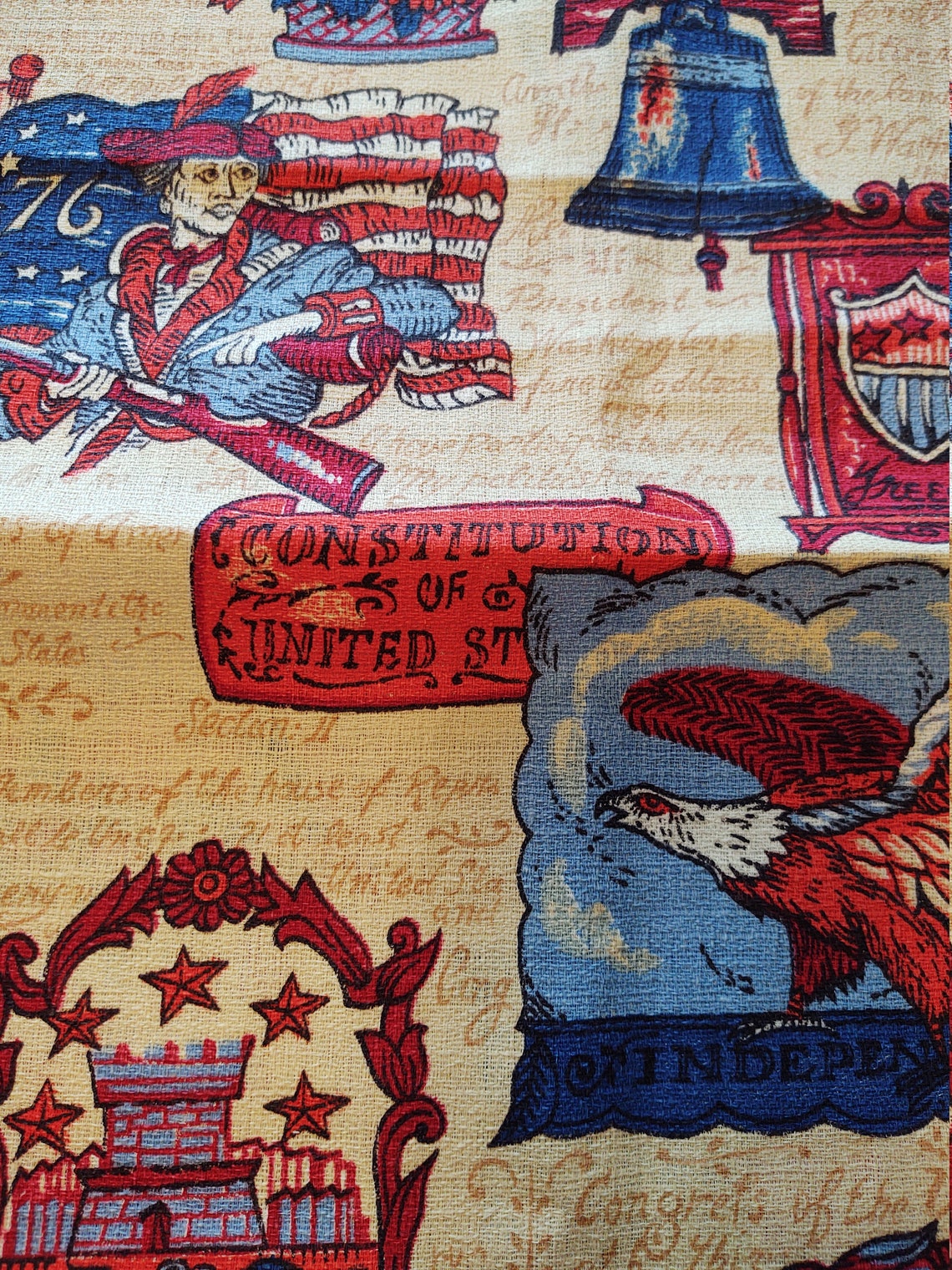 Vintage Patriotic Fabric Americana 1776 Novelty Fabric | Etsy