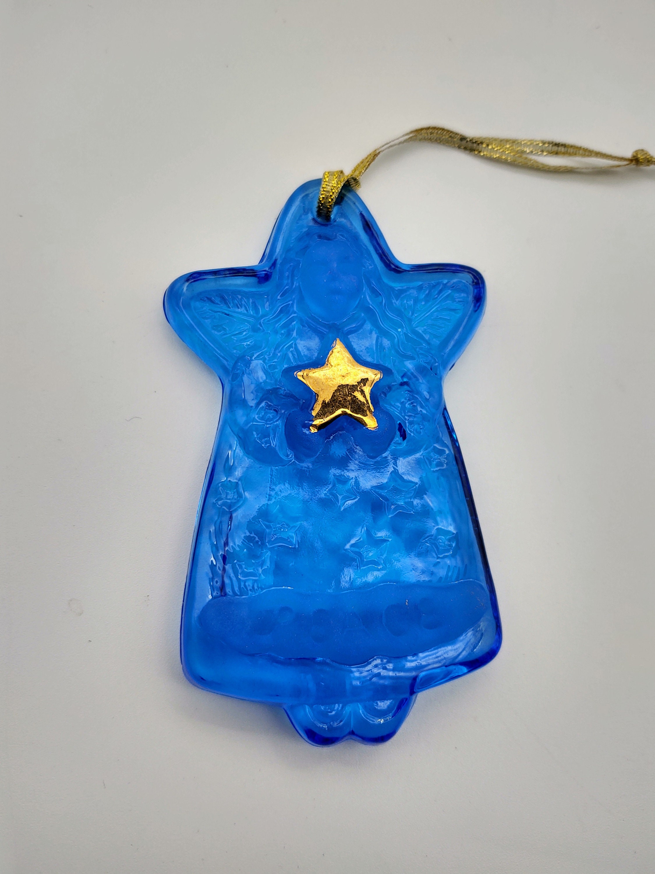 Vintage Hallmark Blue Glass Angel or Round Amber Pressed Glass | Etsy