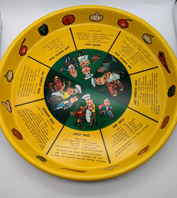 Vintage Joe Carpenter Art BBQ Sauce Recipes Round Metal Tray - Etsy