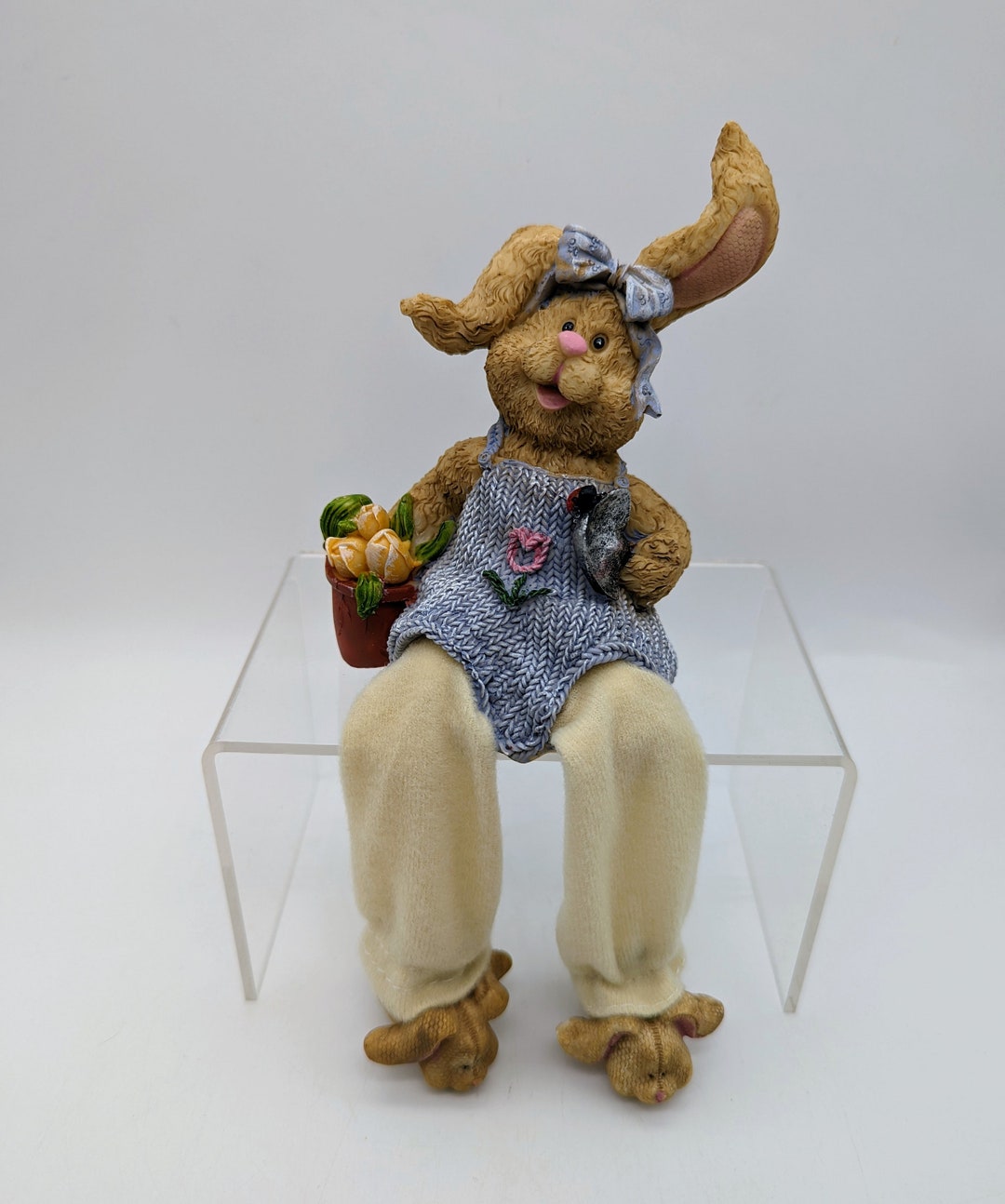 Vintage Ganz Spring Bunny Shelf Sitter With Tulips and Ladybug - Etsy