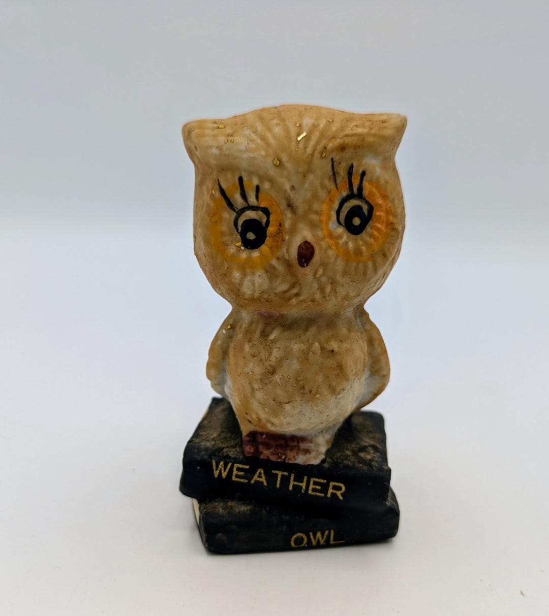 Vintage Weather Owl Ceramic Owl Sitting on Books Figurine - Etsy
