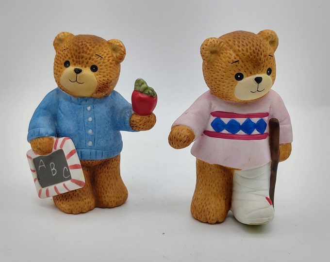 Enesco Lucy and Me Broken Leg or Back to School Bear Figurines 1985 - Etsy